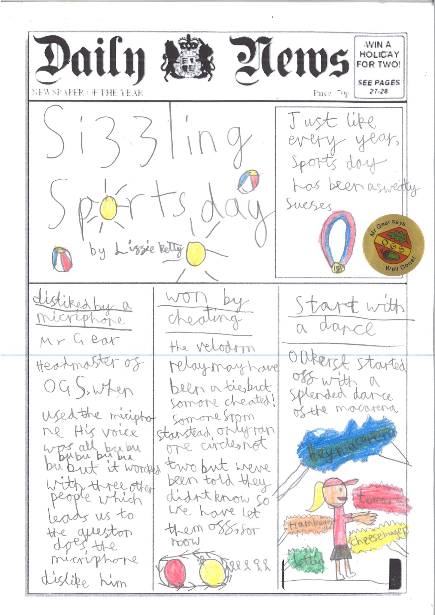 Sizzling Sports Day report by Reporter Lizzie K, Year 3 | Oakhyrst ...