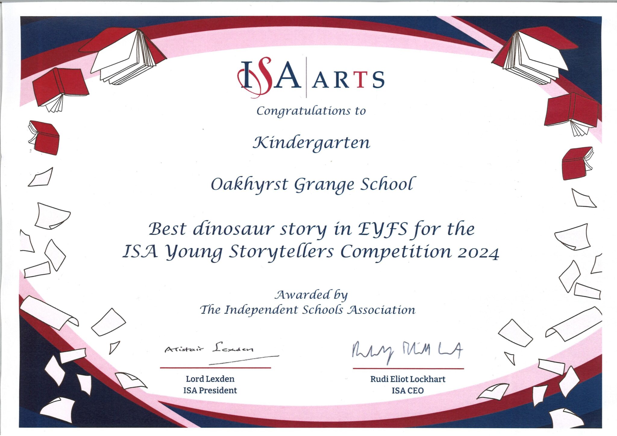 Kindergarten win the ISA Young Storytelling Competition | Oakhyrst ...